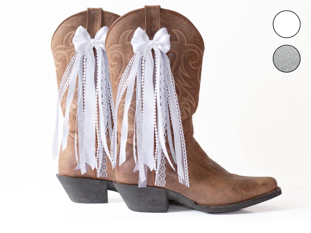 White and Silver Wedding Boot Bows | White and Silver Boot Bows ...