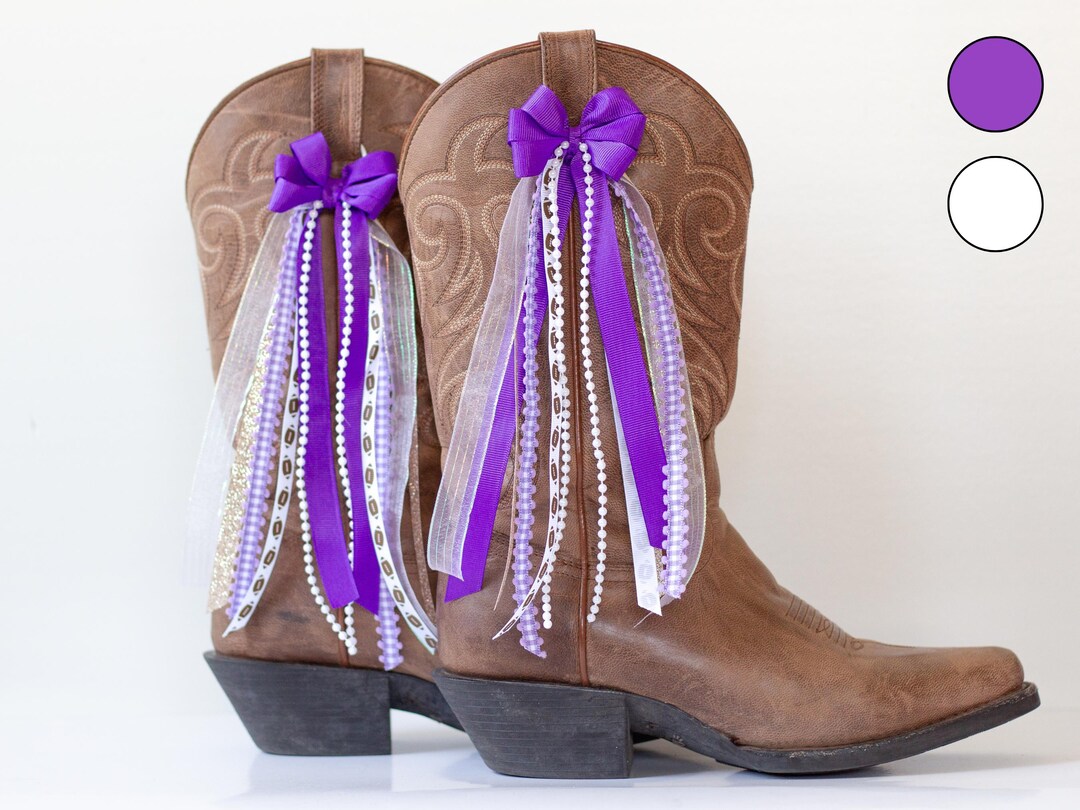 Texas College Gameday Boot Bows | Purple and White Boot Bows | Game-day ...