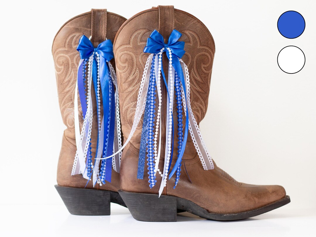 Megan Country Concert Boot Bows | Blue and White Boot Bows | Country ...