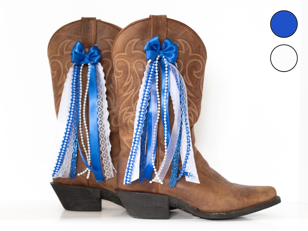 Megan Country Concert Boot Bows | Blue and White Boot Bows | Country ...