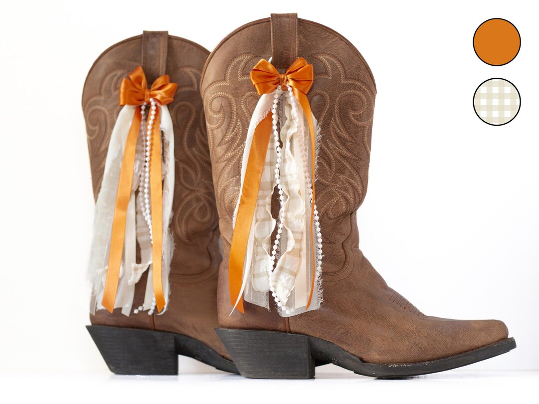 Burnt Orange and Tan Fall Boot Bows | Tan Gingham Boot Bows | Fall ...