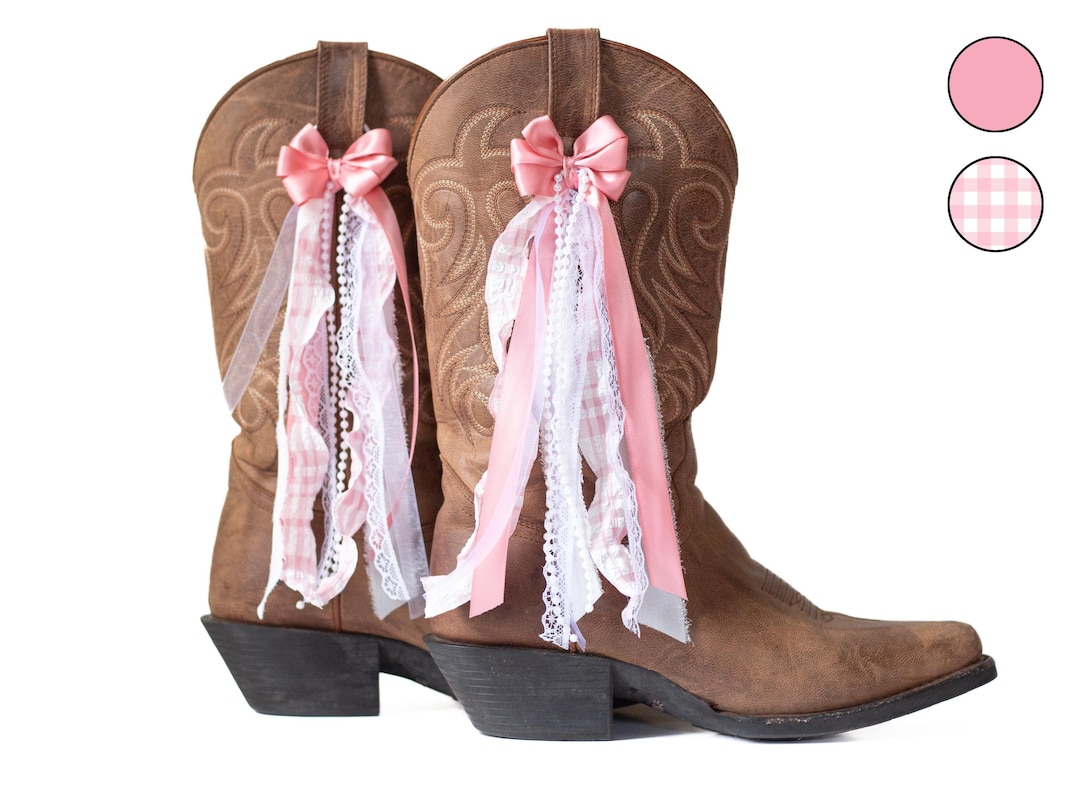 Pink and White Gingham Coastal Cowgirl Boot Bows | Pink and White ...