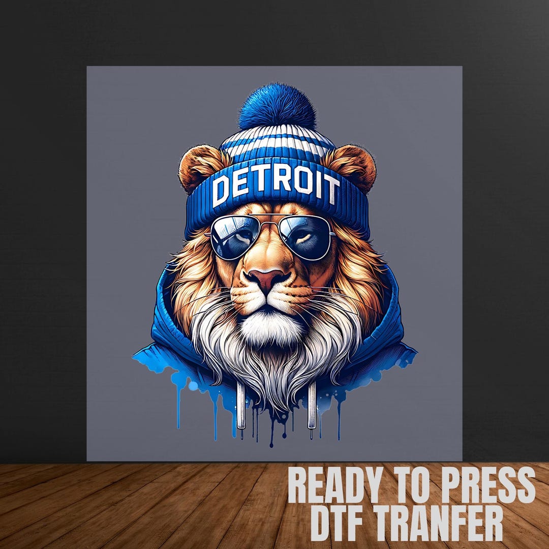 Retro Detroit Lions DTF Print: Lion Head With Sunglasses - Etsy