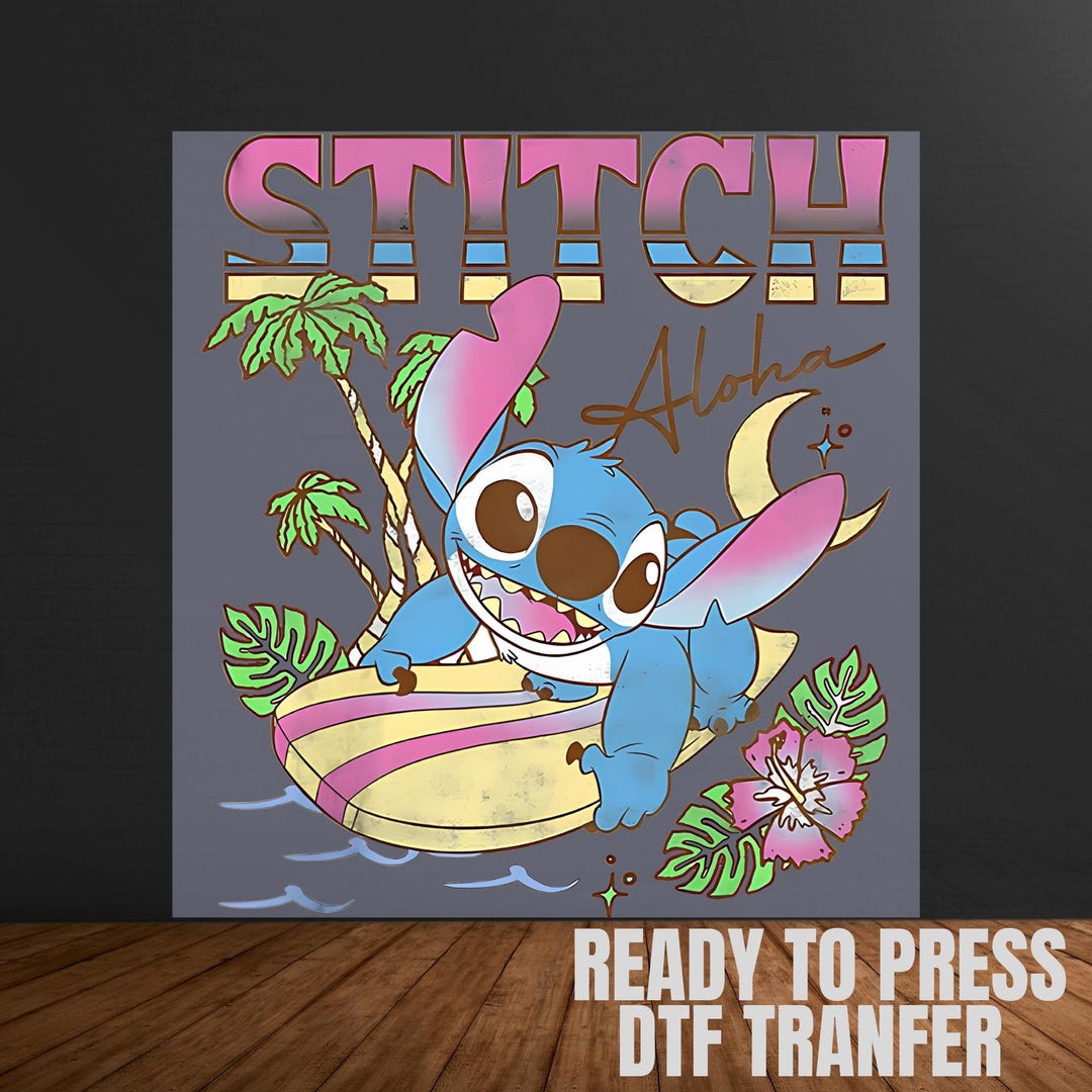 Vintage Disney Stitch Beach Dtf, Summer , Disney Lilo and Stitch Dtf ...