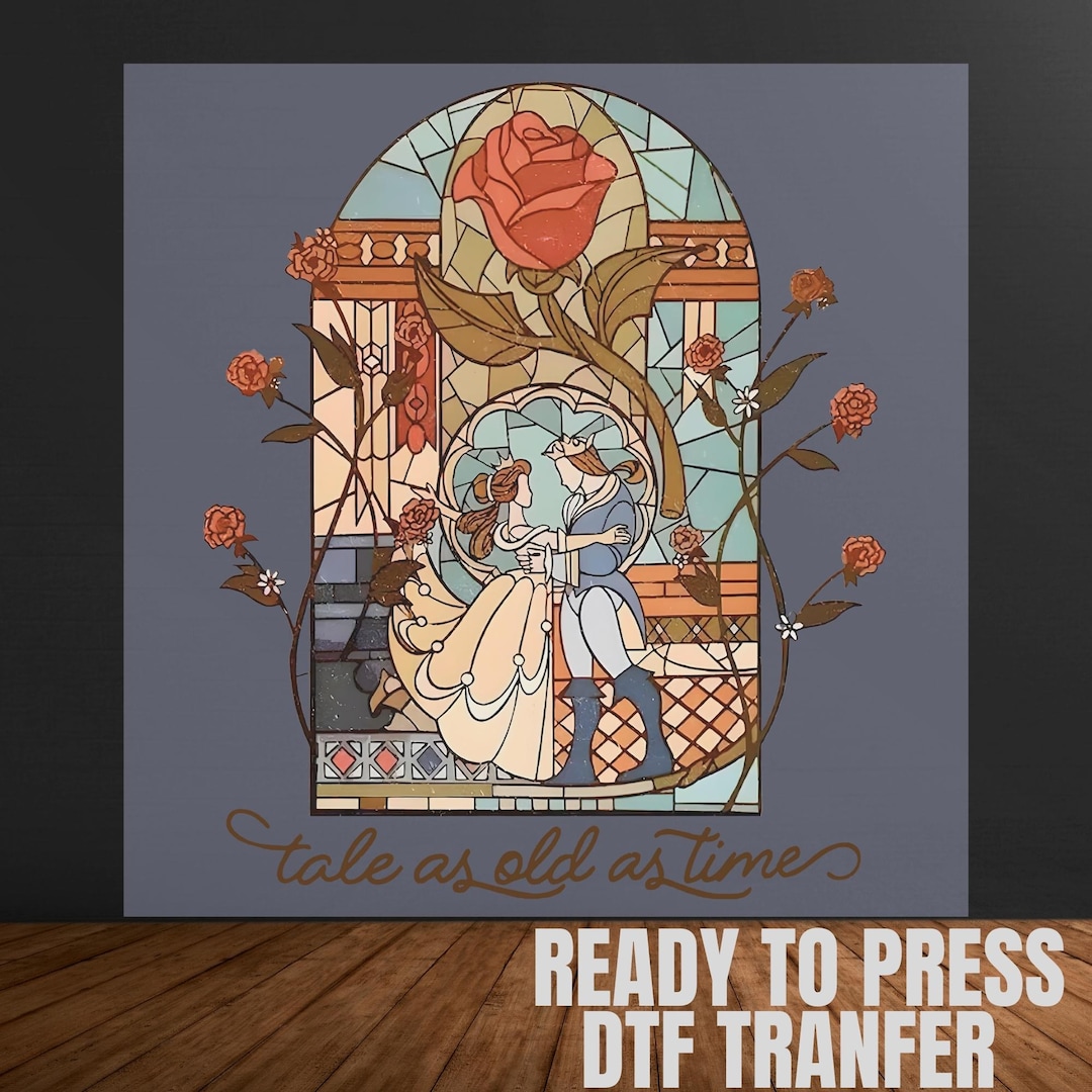Beauty and the Beast Fairy Tale as Old as Time, Princess and the Prince, DTF Transfer,heat ...