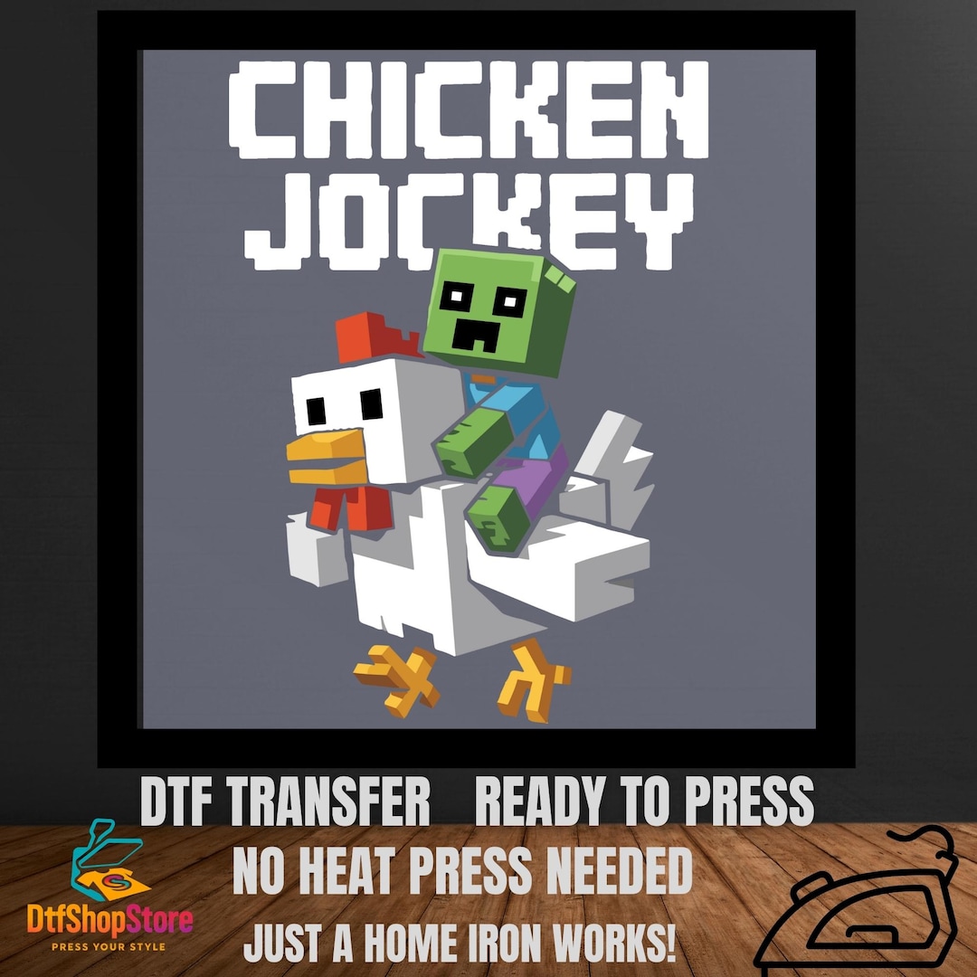 Chicken Jockey Minecraft DTF, Funny Gamer Movie Tee, Ready to Press - Etsy