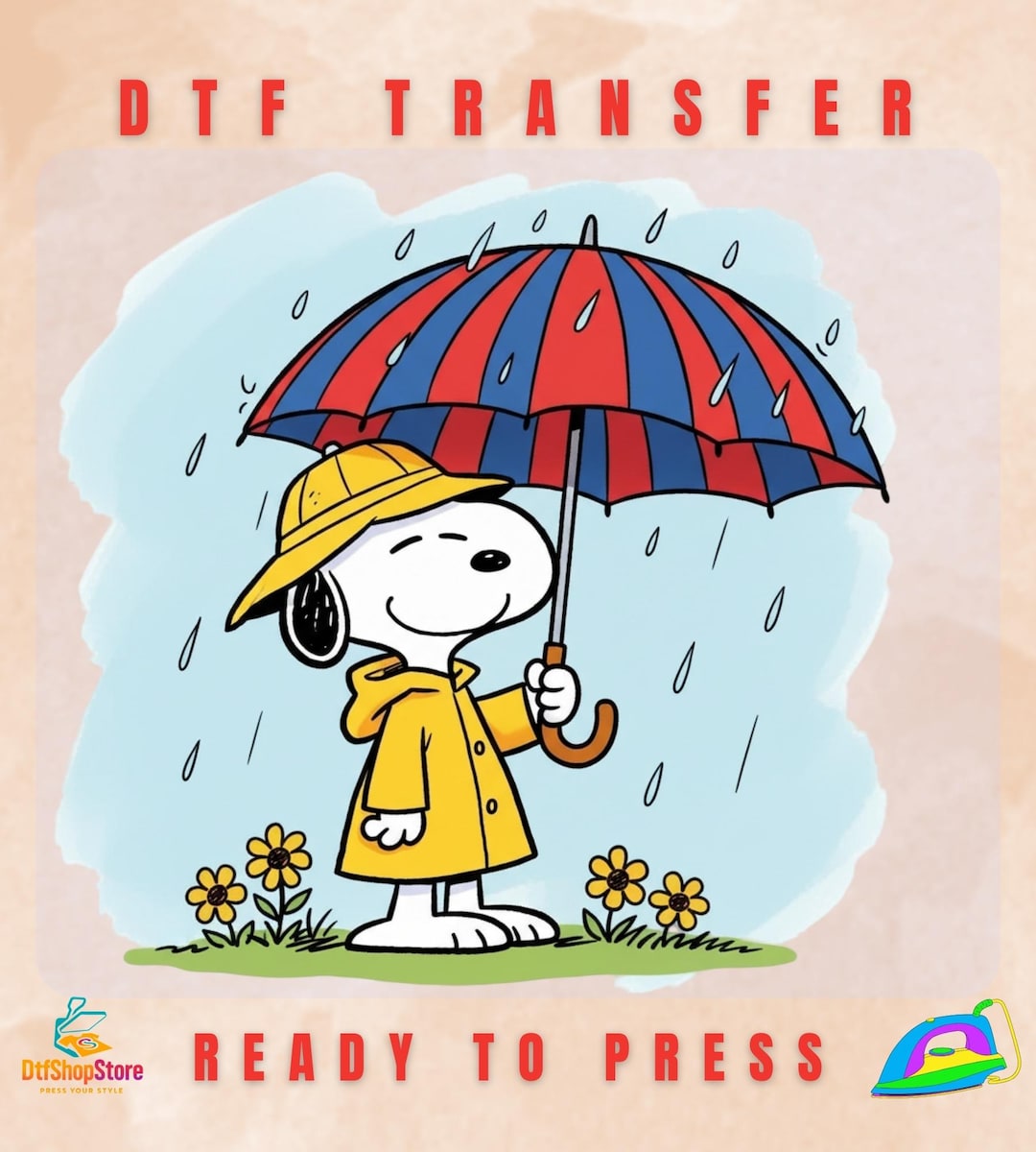 Rainy Day Snoopy DTF Transfer – Peanuts Cartoon T-shirt Design - Etsy