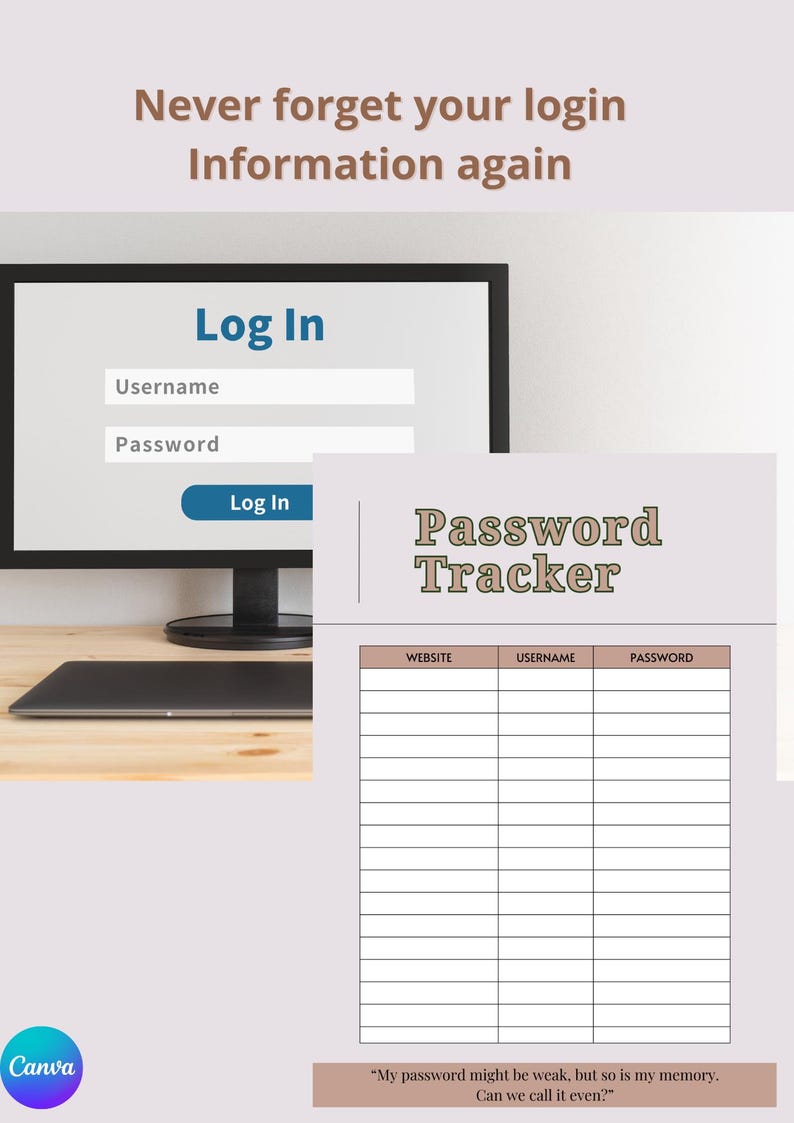 Password Tracker Template - Etsy