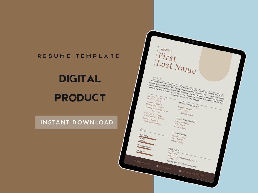 Modern Professional Resume Template | Editable in Canva & Instant ...