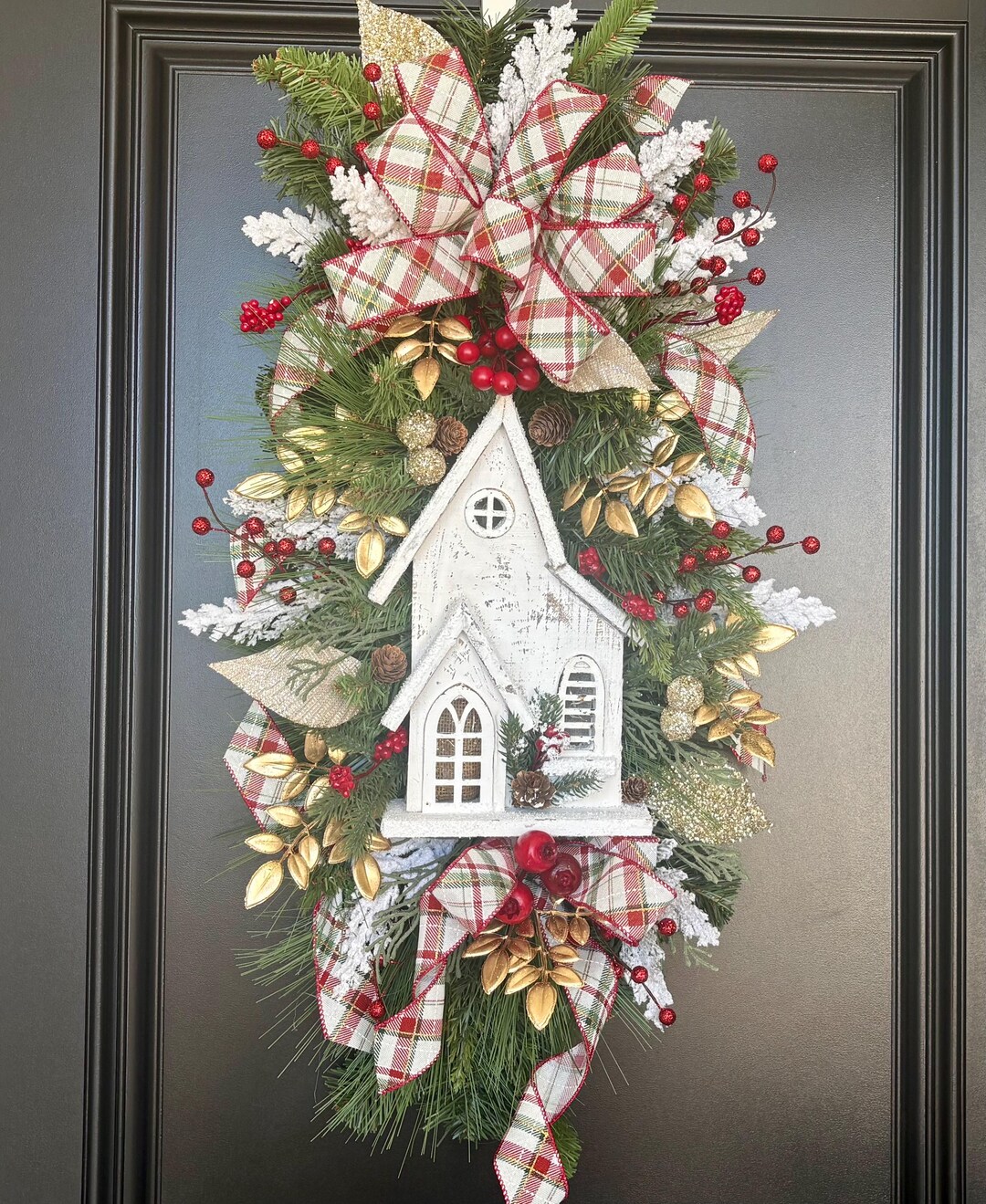Christmas Church Swag for Front Door, Christmas Swag, Rustic Christmas ...