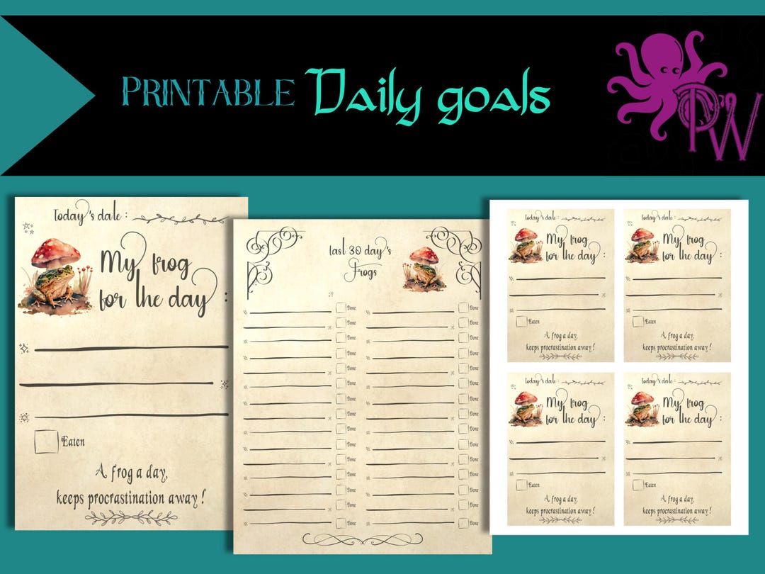 Eat That Frog Task Planner - Printable Productivity Bundle | Task ...