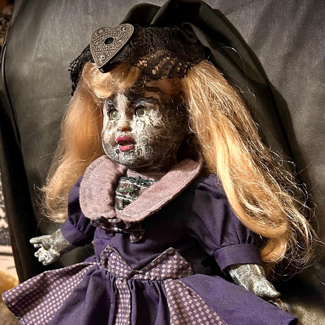 Custom Ooak Creepy Horror Doll With Ouija Charm Headpiece - Etsy