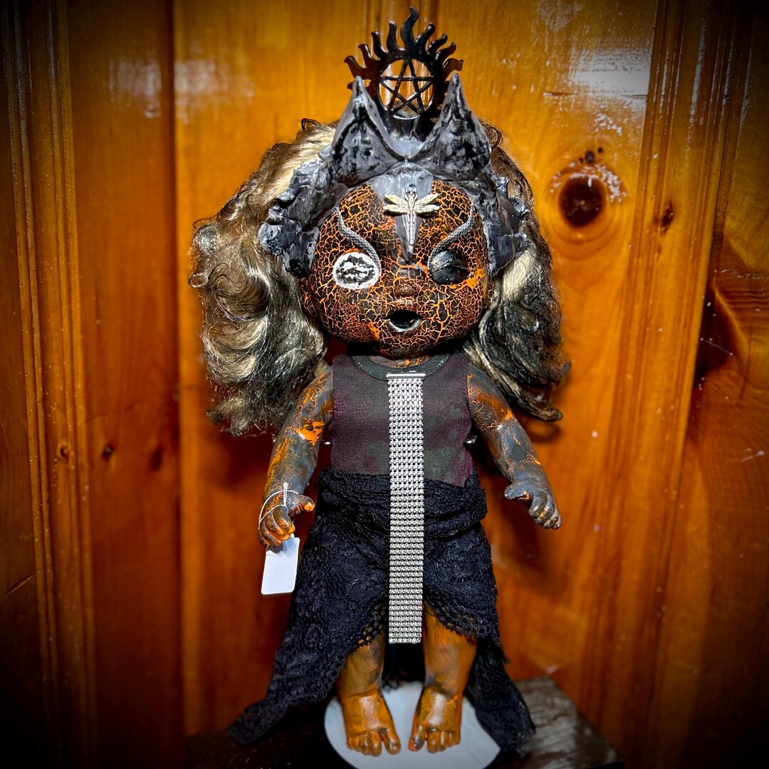 Custom Creepy Ooak Lava Doll With Gothic Crown - Etsy