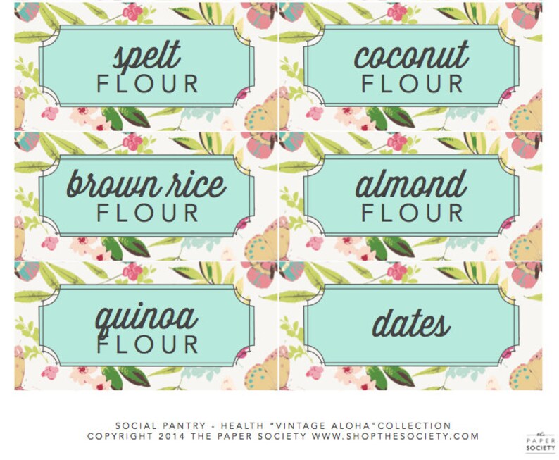 Vintage Aloha "healthy" Pantry Labels Collection - Printable PDF ...
