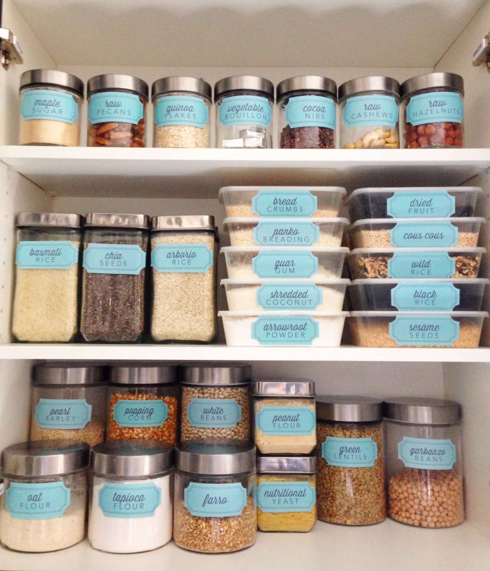 Retro Blue "starter" Pantry Labels Collection - Printable PDF ...