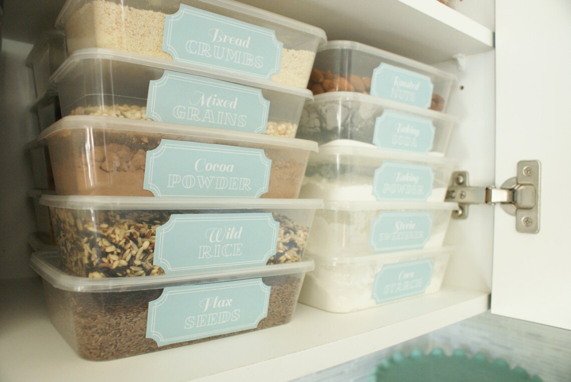 48 Printable Pantry Labels: Stella Vintage Blue Collection - Etsy Canada