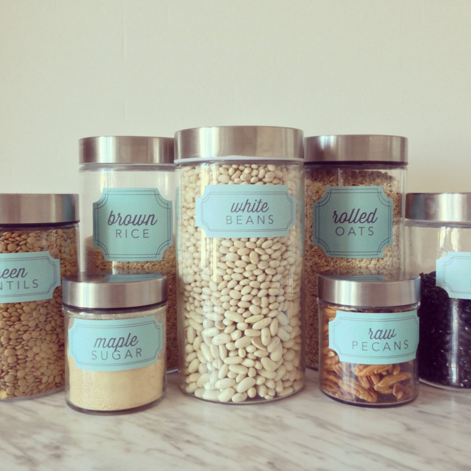 Retro Blue "bins and Containers" Pantry Labels Collection - Printable ...