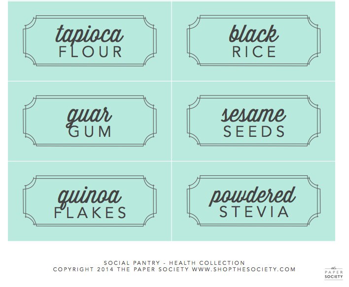 Retro Blue "healthy" Pantry Labels Collection - Printable PDF - Vegan ...