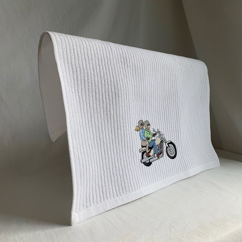 Embroidered Motorcycle Towel: Biker Couple Gift - Etsy Canada