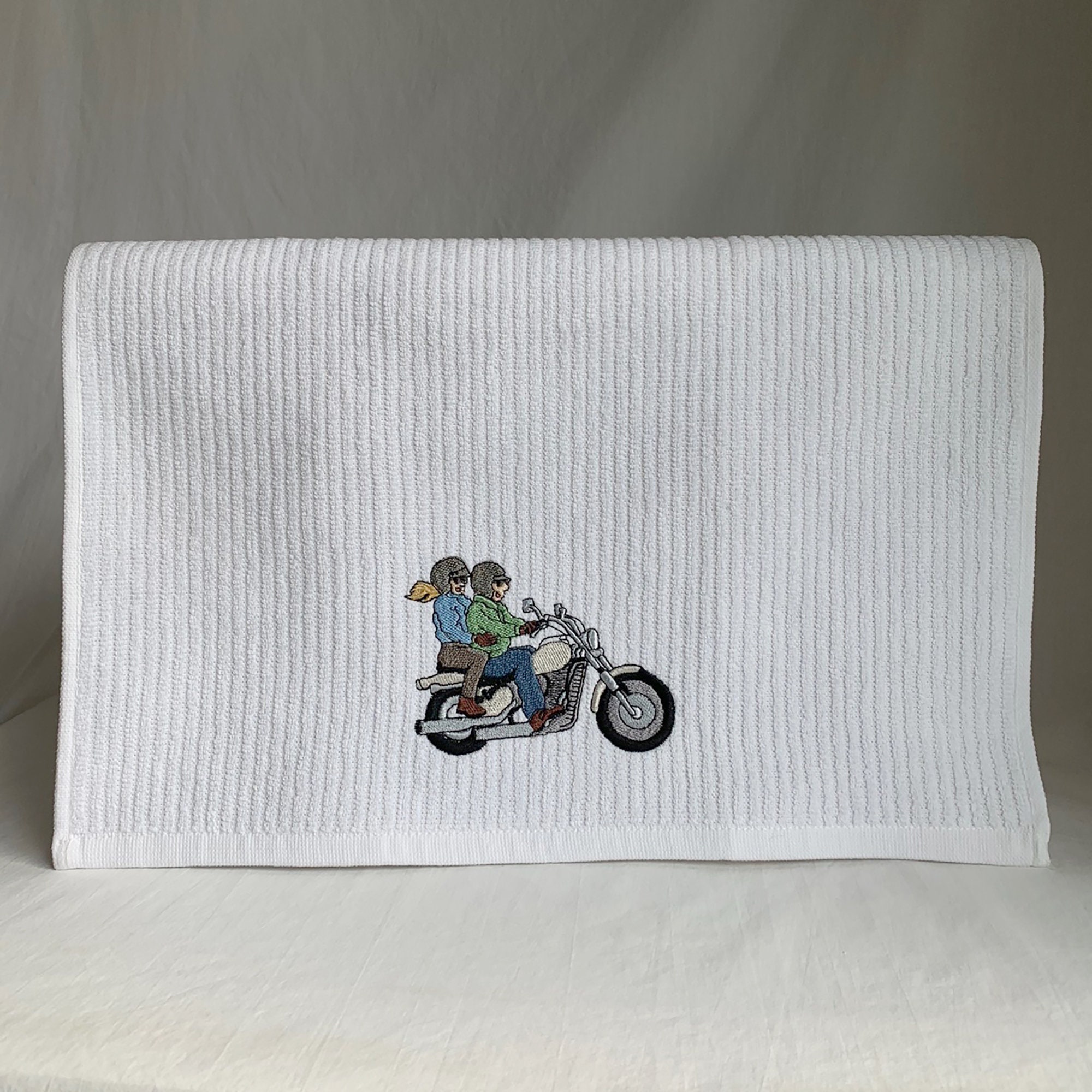 Embroidered Motorcycle Towel: Biker Couple Gift - Etsy Canada