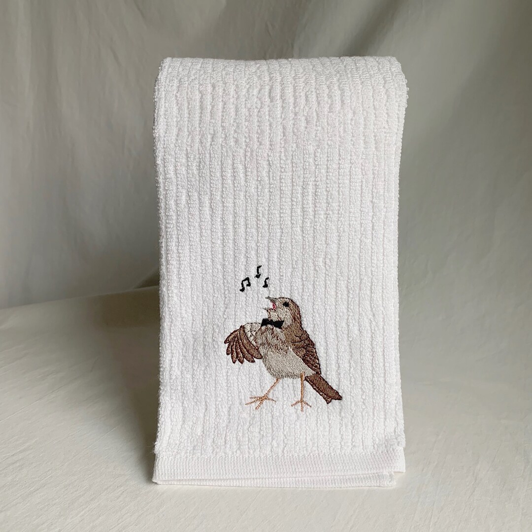 Singing Sparrow - Songbird - Embroidered Towel - Bird Lover's Gift ...