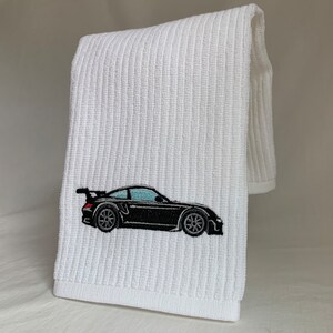 Porsche 911 Car Towel Embroidered Towel Sports Car Towel Black Sports ...