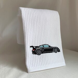 Porsche 911 Car Towel Embroidered Towel Sports Car Towel Black Sports ...
