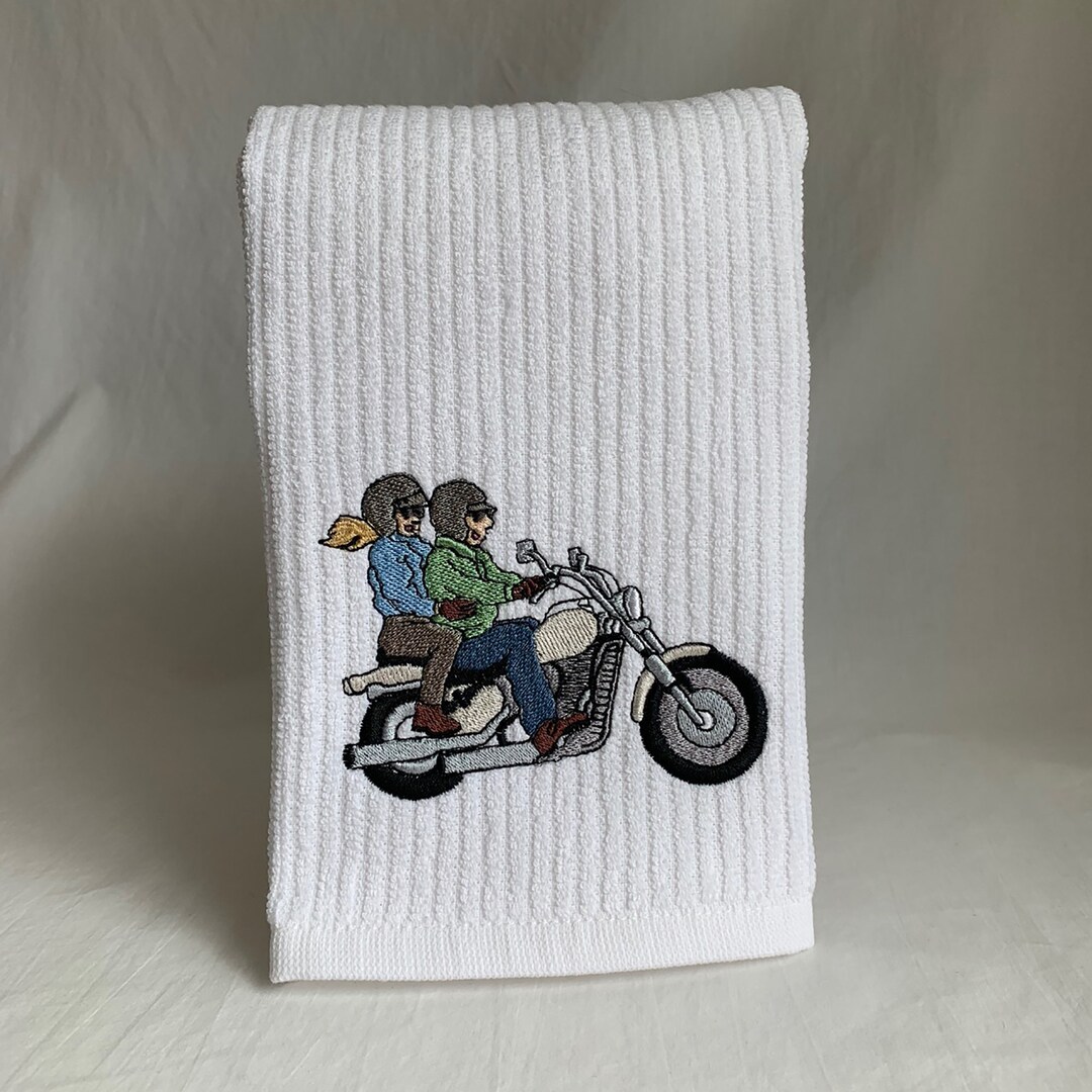 Embroidered Motorcycle Towel: Biker Couple Gift - Etsy Canada