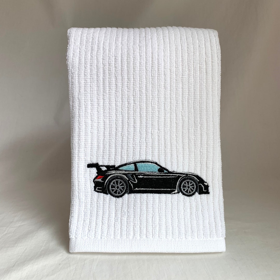 Porsche 911 Car Towel Embroidered Towel Sports Car Towel Black Sports ...