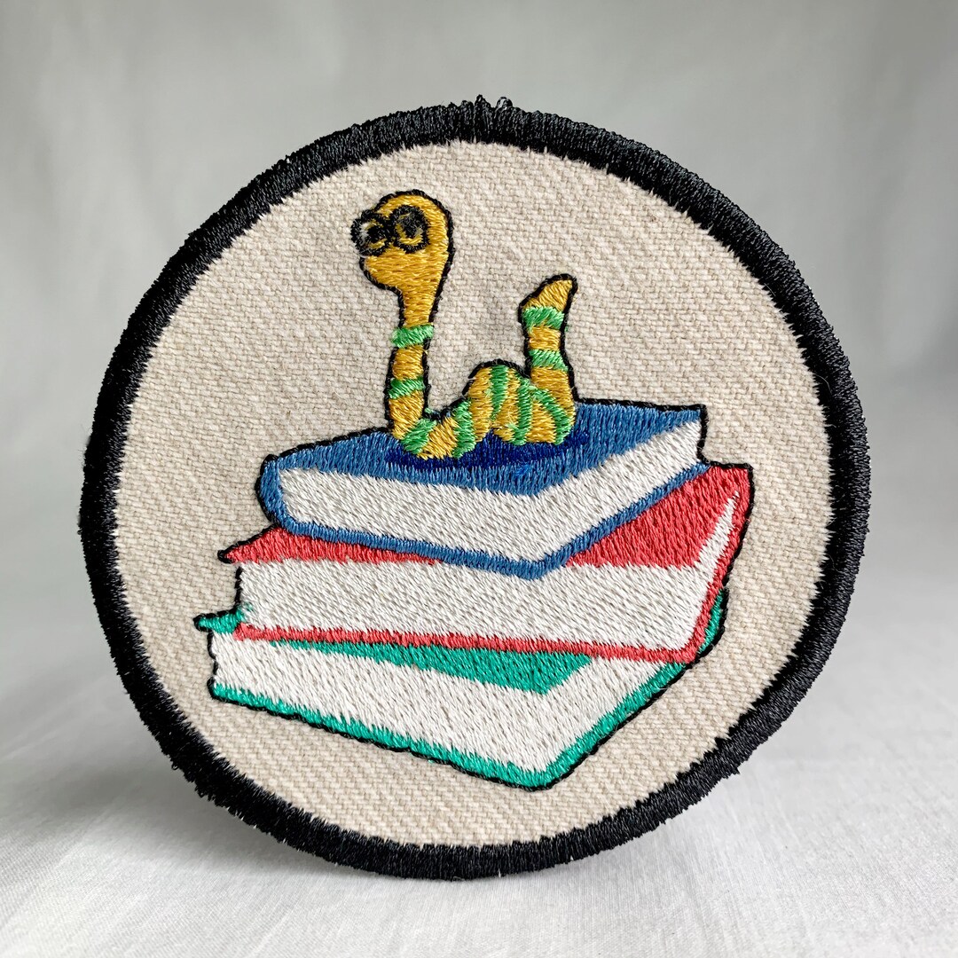 Bookworm Patch - Book Lovers Patch - Embroidered Patch - Iron-on Patch ...