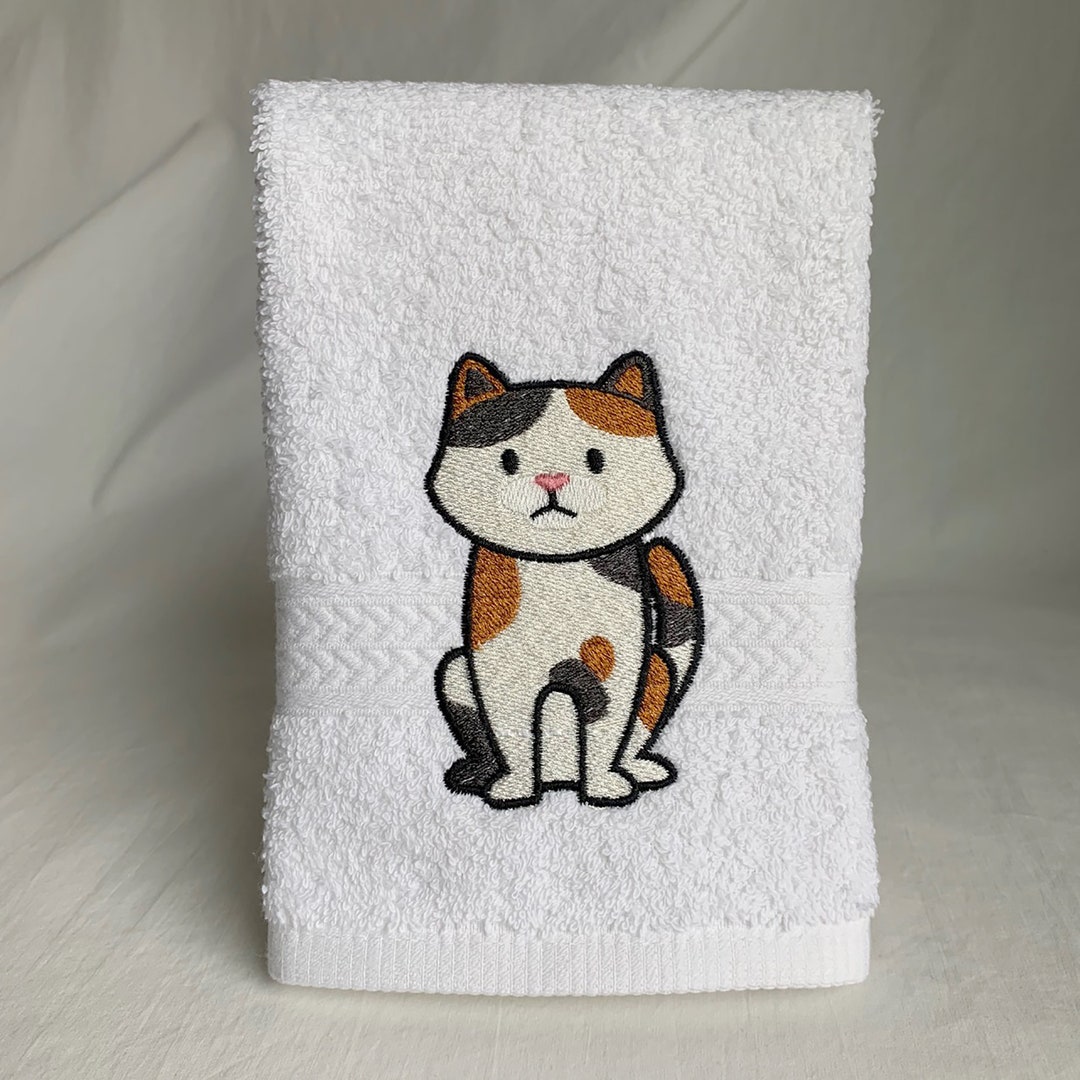 Calico Cat Embroidered Towel Cat Breed Cat Lover Gift Domestic Cat Pet ...