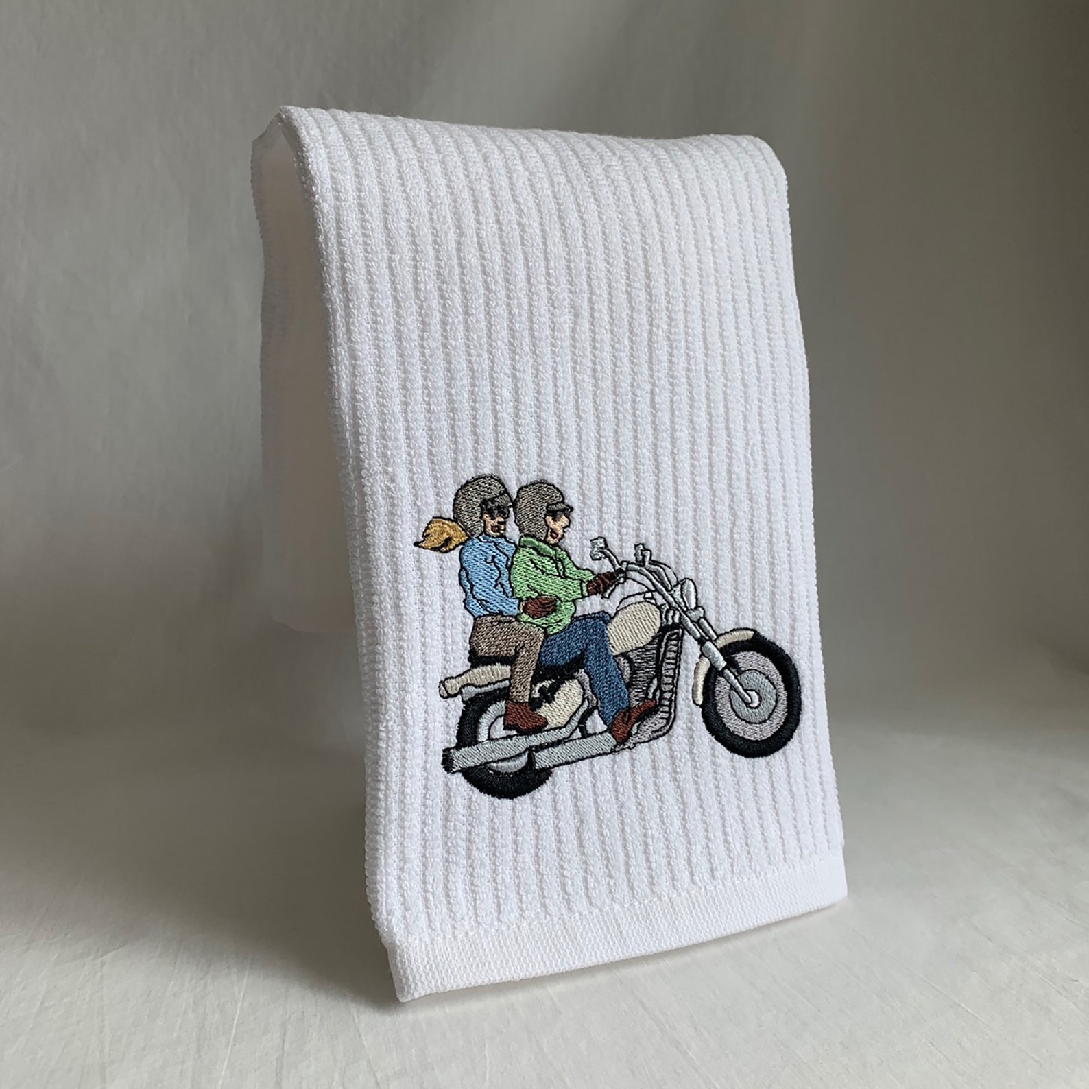 Embroidered Motorcycle Towel: Biker Couple Gift - Etsy Canada