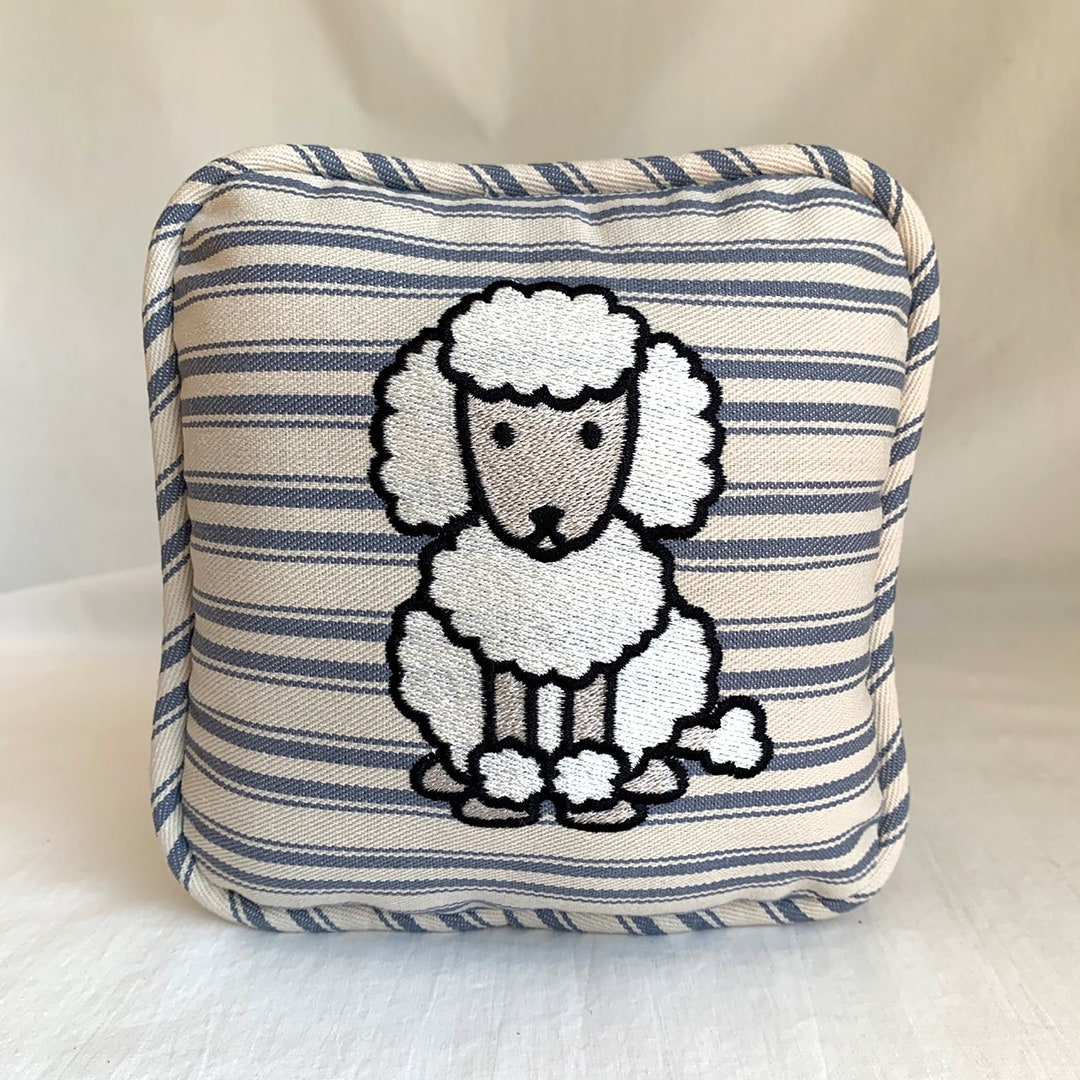Embroidered Poodle Pillow: Small Decorative Throw, Dog Lover Gift - Etsy