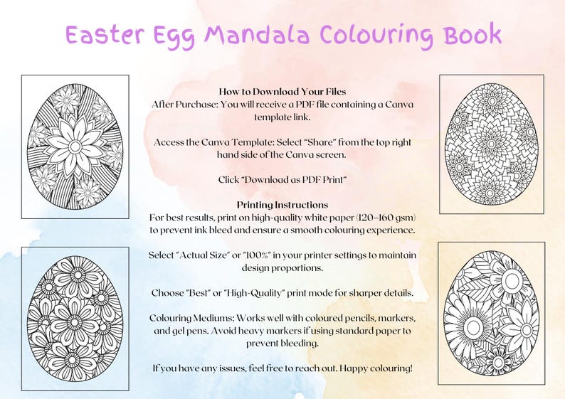 Printable Adult Easter Egg Mandala Coloring Book | Mandala Spring ...