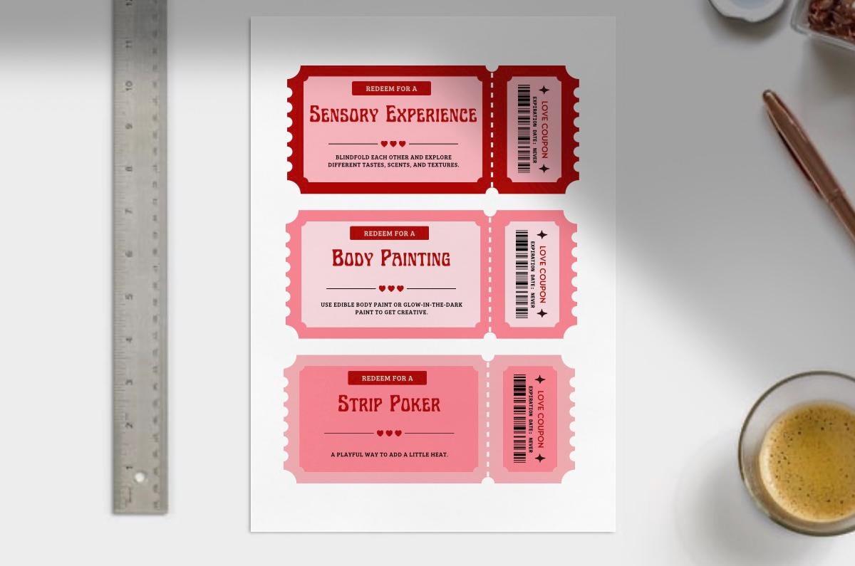 Fun Flirty Printable Love Coupons, Naughty Couples Date Coupon, Sexy ...