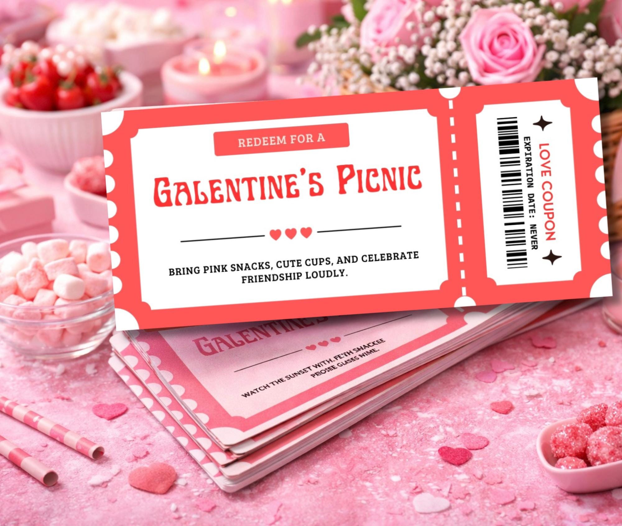 Cupones imprimibles para la cita de Galentine, plantilla de Canva para ...