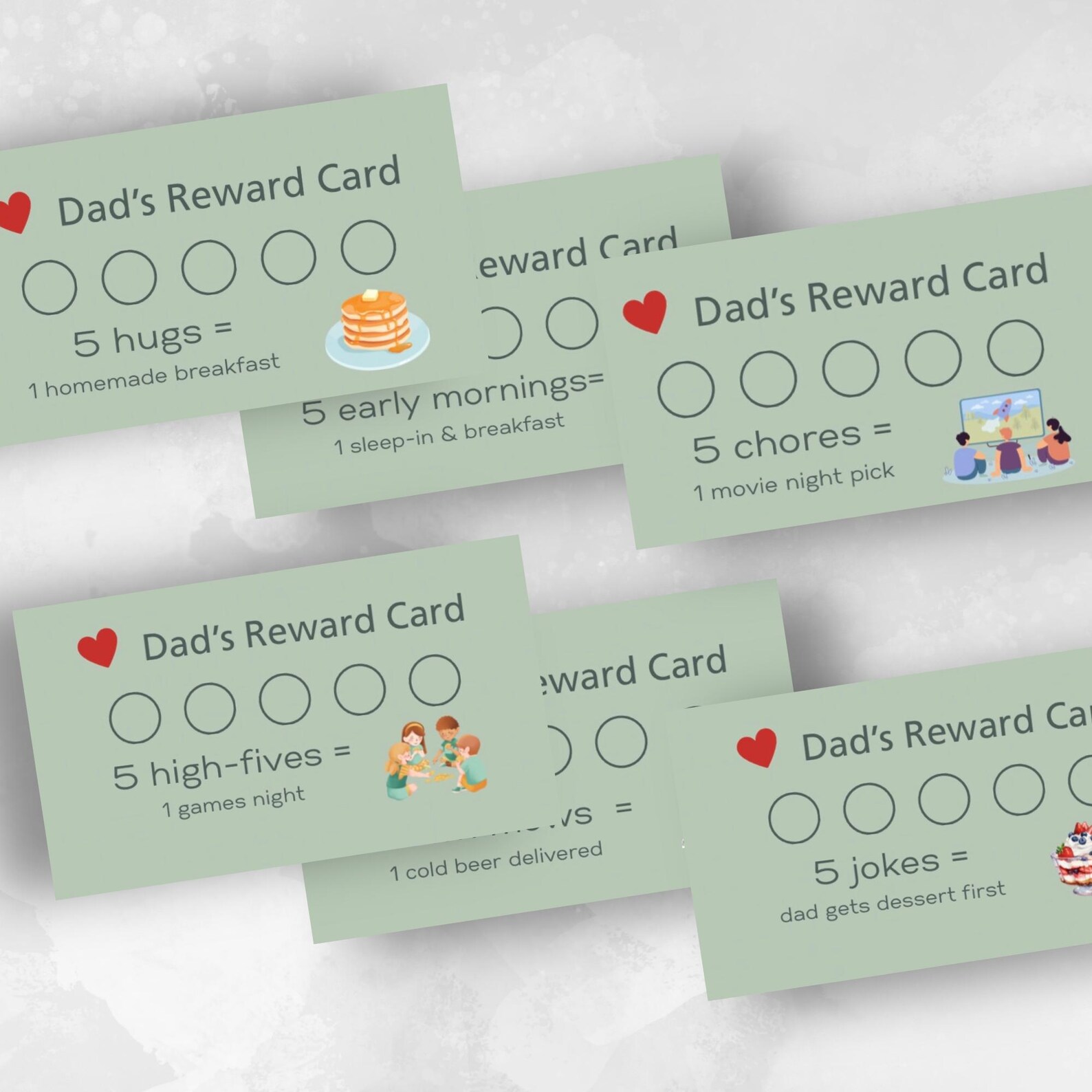 Printable Dad Reward Punch Cards Template | Editable Father’s Day Gift ...