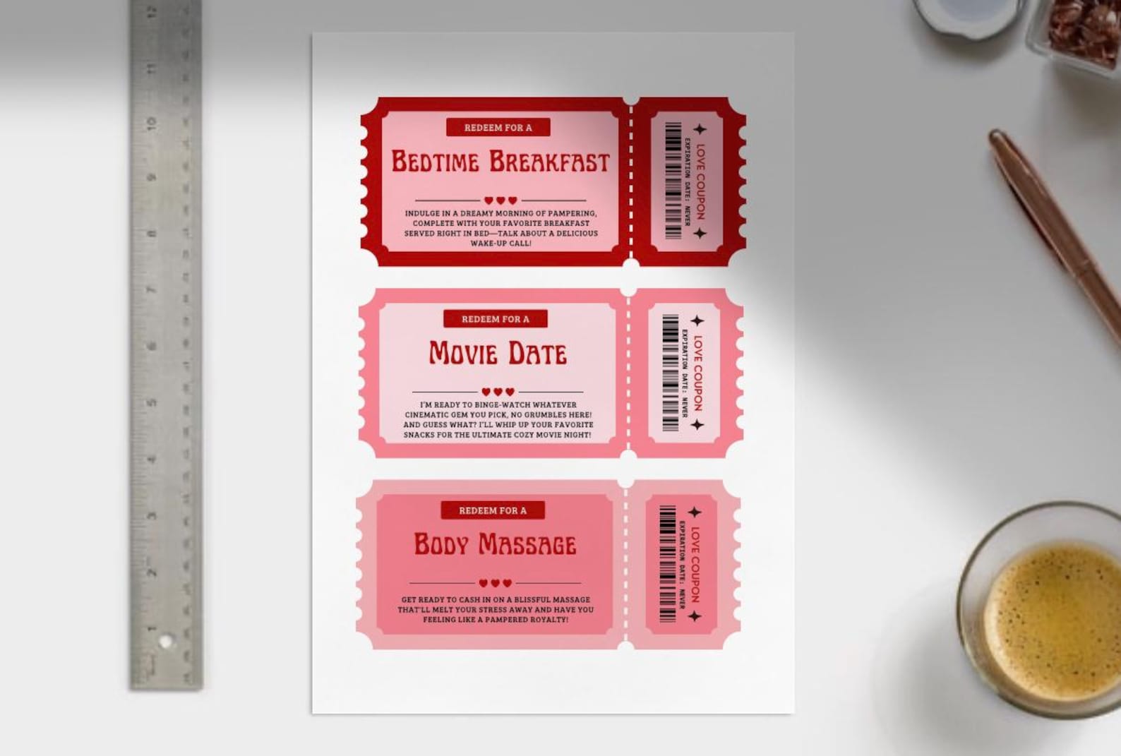 Printable Date Idea Coupon Book, 30 Editable Love Coupons, Anniversary ...