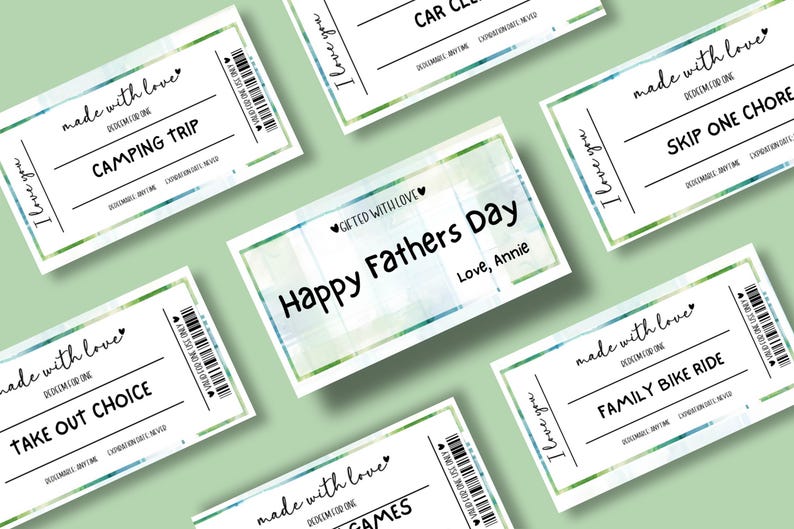 Father’s Day Coupon Book Printable, Editable Vouchers for Dad, Fathers ...