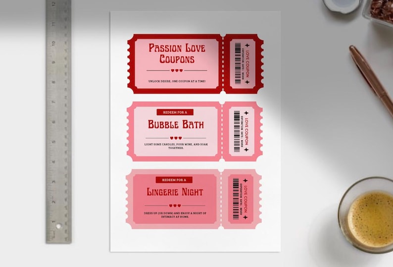 Fun Flirty Printable Love Coupons, Naughty Couples Date Coupon, Sexy ...
