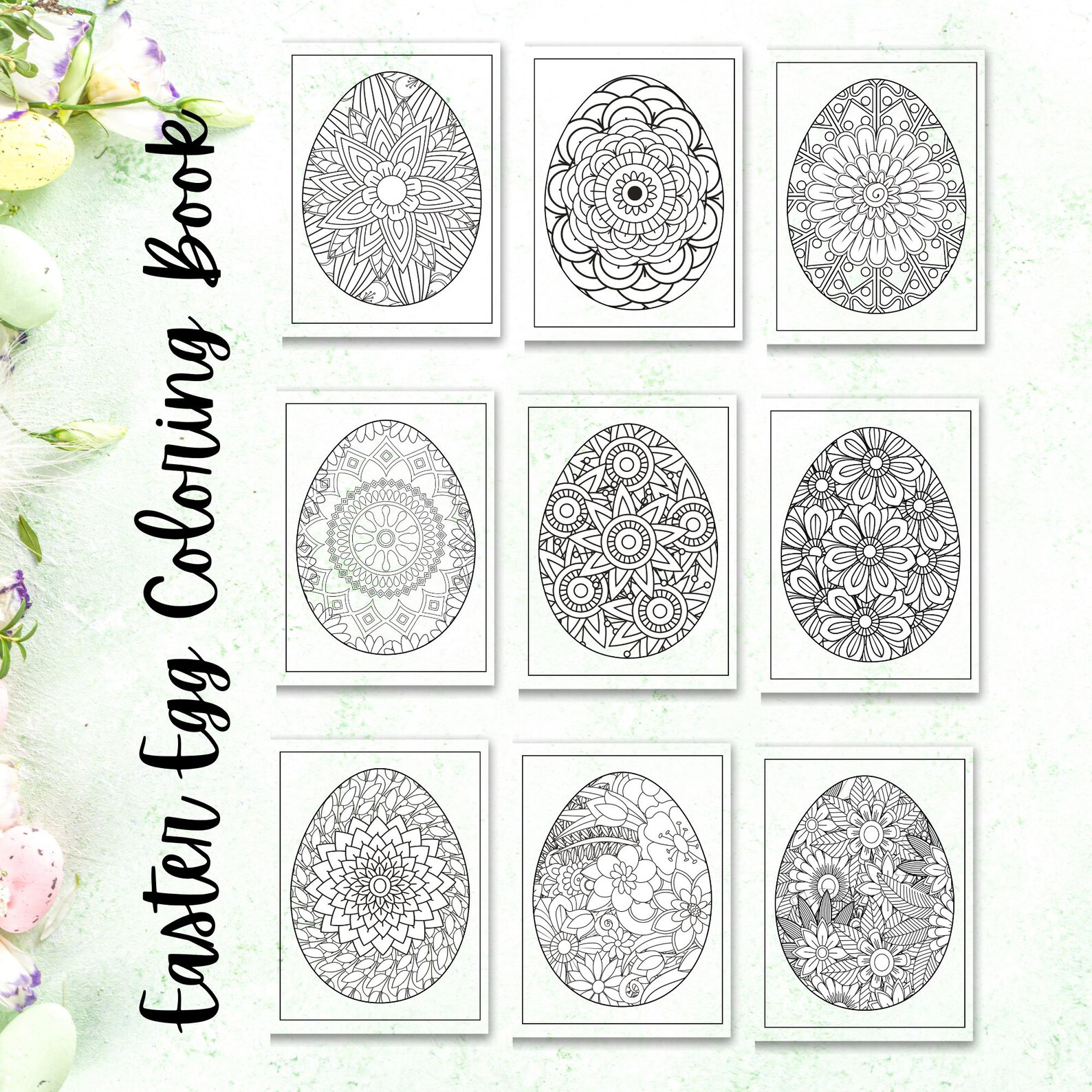 Printable Adult Easter Egg Mandala Coloring Book | Mandala Spring ...