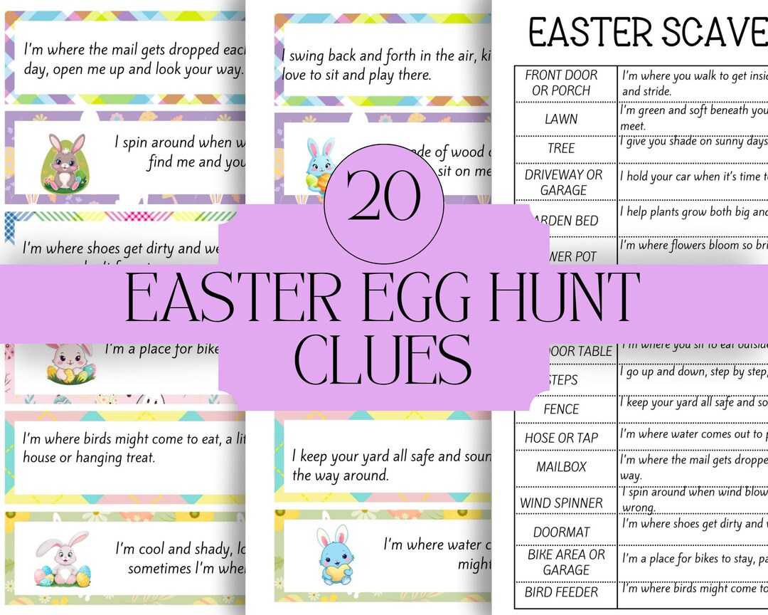 Easter Egg Scavanger Hunt Clues Editable, Printable Easter Scavenger ...