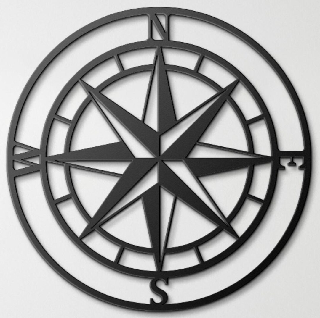 Compass Rose Metal Wall Art – Nautical Decor, Rustic Compass Sign ...
