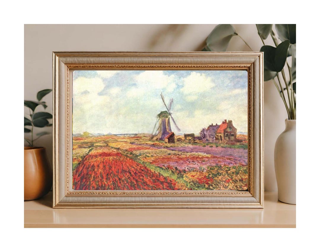 Watercolour Painting by Monet Tulip Field Printable Wall Art Landscape ...