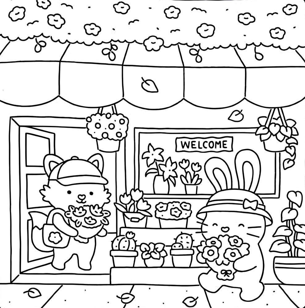 Cozy Days Coloring Pages: Super Cute Teddy Characters in Cozy Relaxing ...