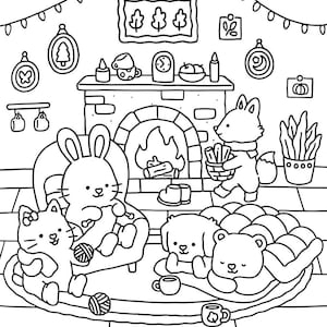 Cozy Days Coloring Pages: Super Cute Teddy Characters in Cozy Relaxing ...