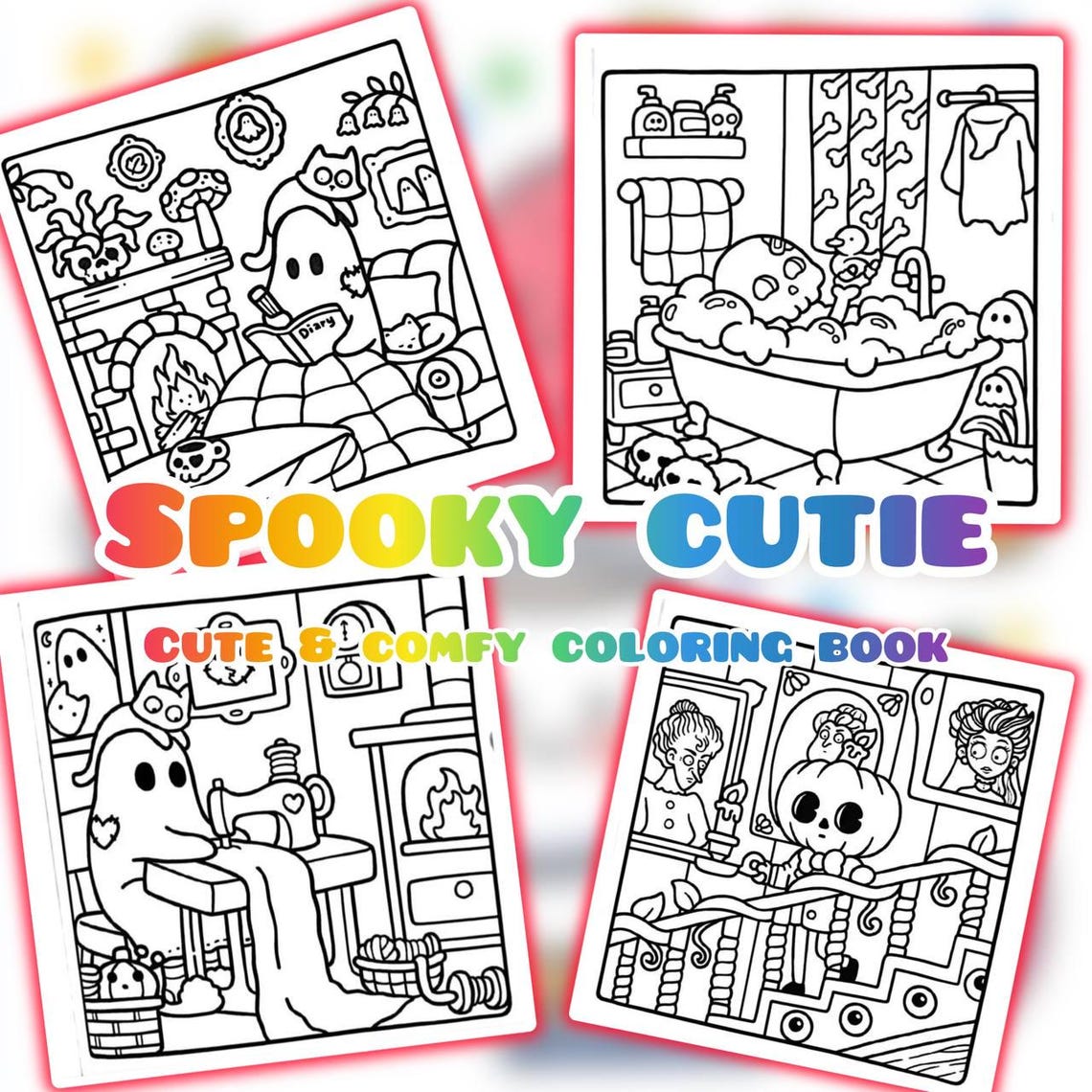 Bold & Easy Pages, Digital Coloring Pages, Instant PDF Download Spooky ...