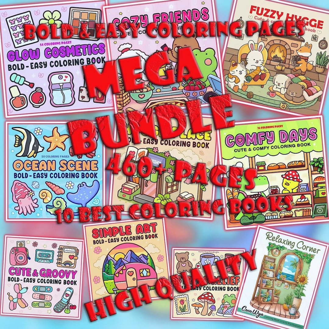 460+ Coloring Pages Mega Bundle, Pages Set Cozy Friends, Cute Cozy ...