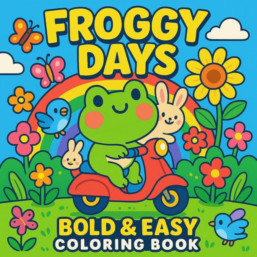 Froggy Days Coloring Book – 40 Printable Pages, Kids & Adults (digital ...