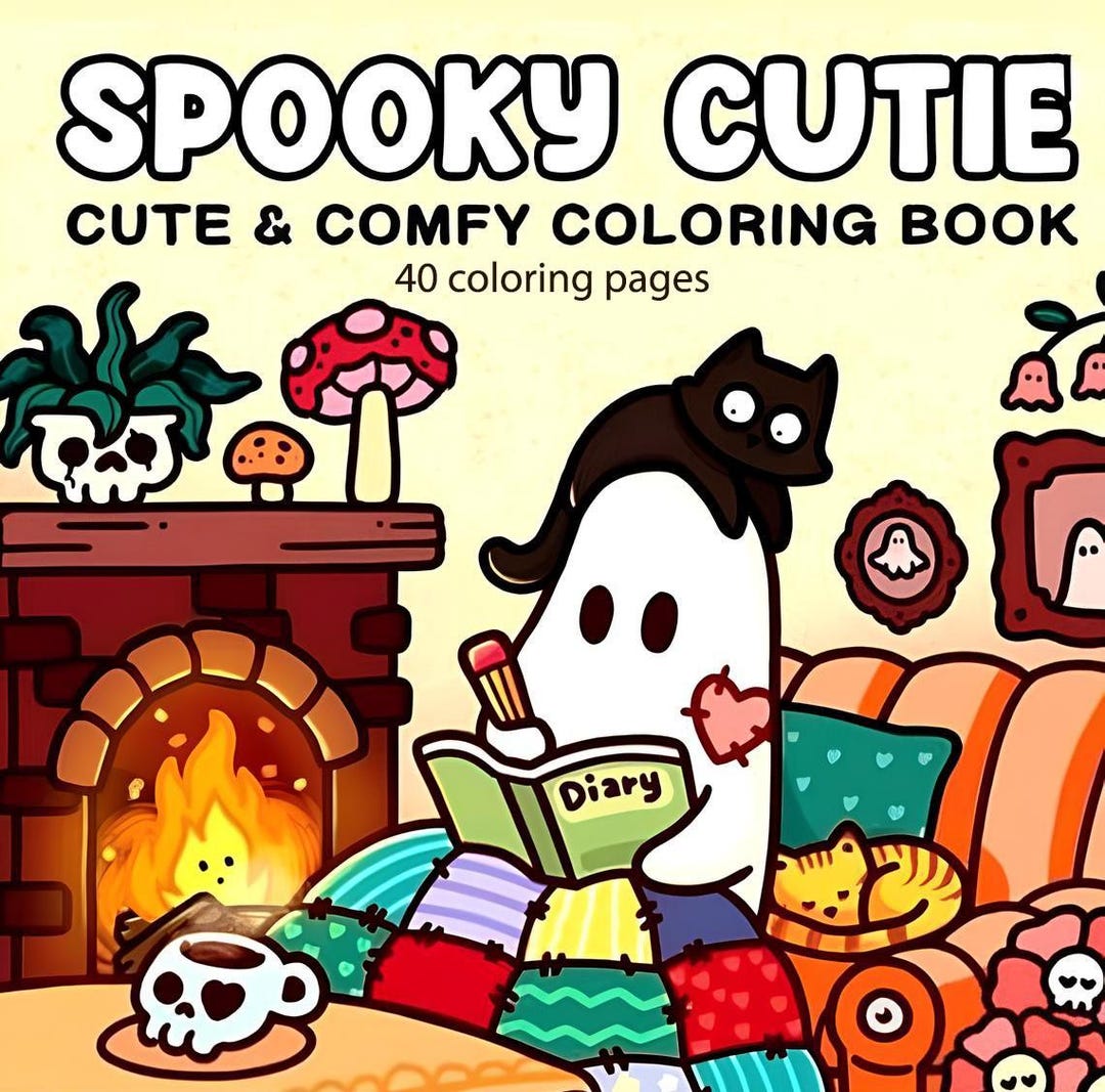 Bold & Easy Pages, Digital Coloring Pages, Instant PDF Download Spooky ...